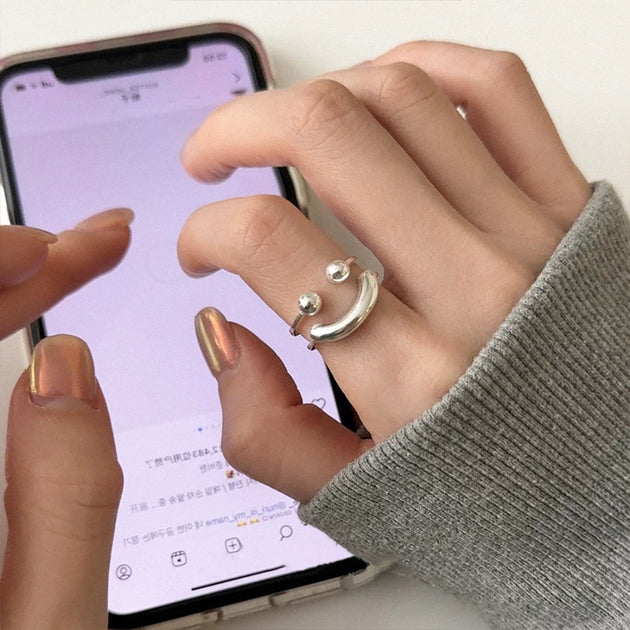 Silver Smile Adjustable Ring – Rosemori