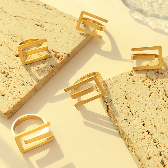 Sterling Silver Geometric Line Ring – Rosemori